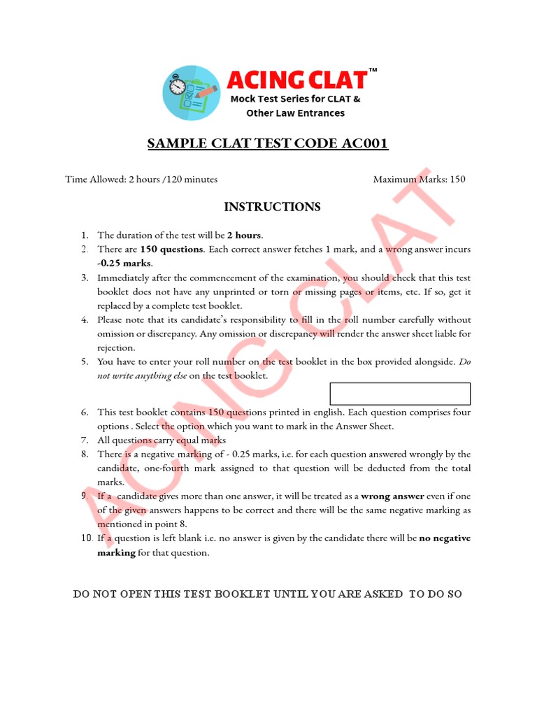 Acing CLAT MOCK Sample 1 | PDF | Labour Economics | Israel