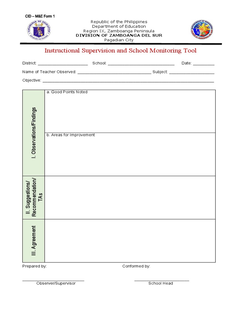 Teacher Observation Feedback Form | PDF