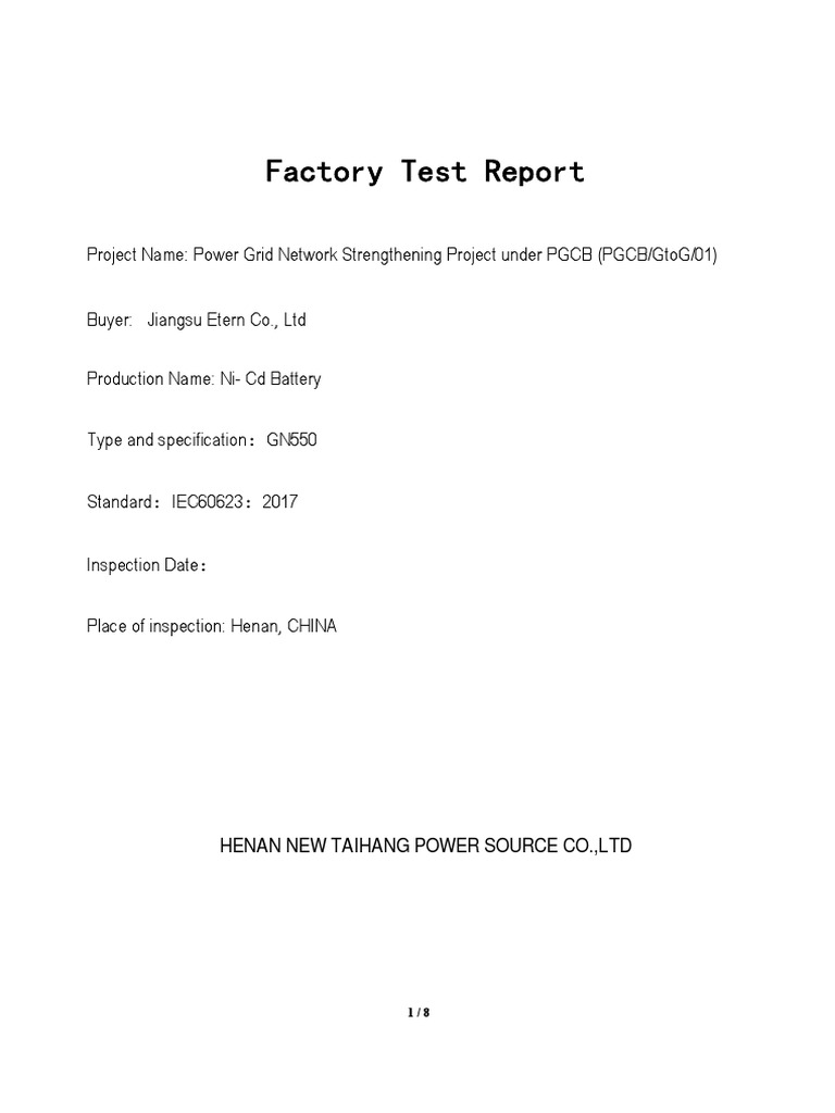 Ni-Cd Battery Test Report | PDF