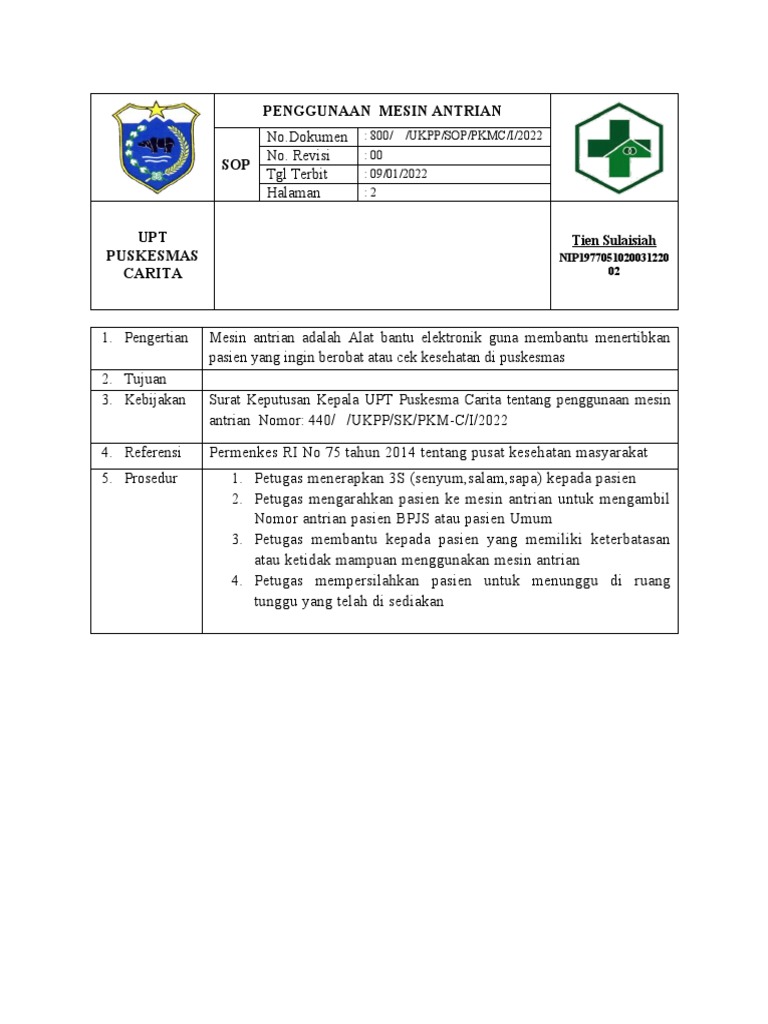 Penggunaan Mesin Antrian | PDF