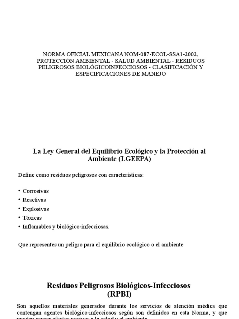 Clasificacion RPBI | PDF | Sangre | Residuos