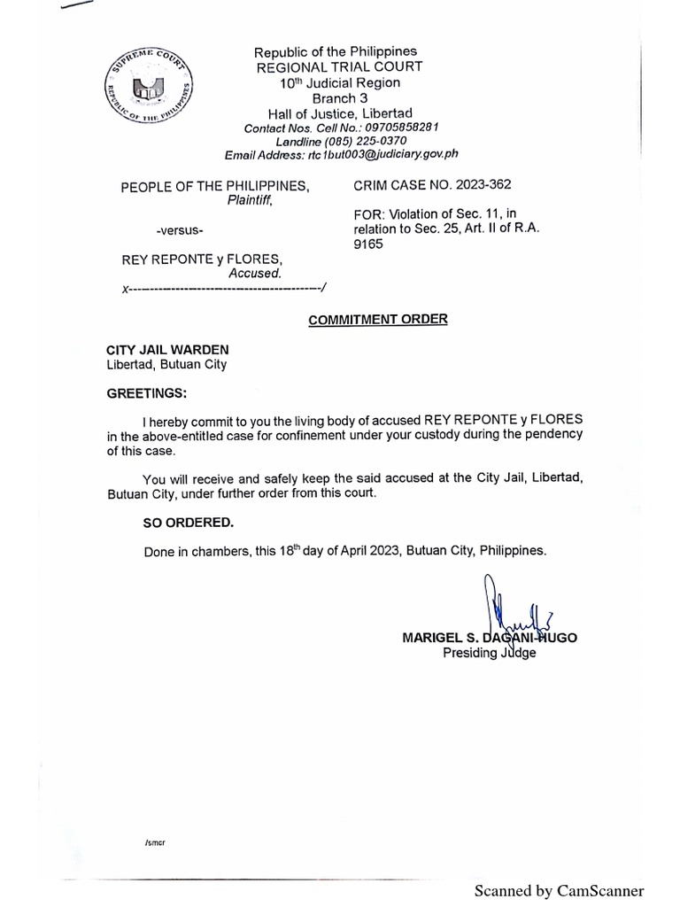 Commitment Order | PDF