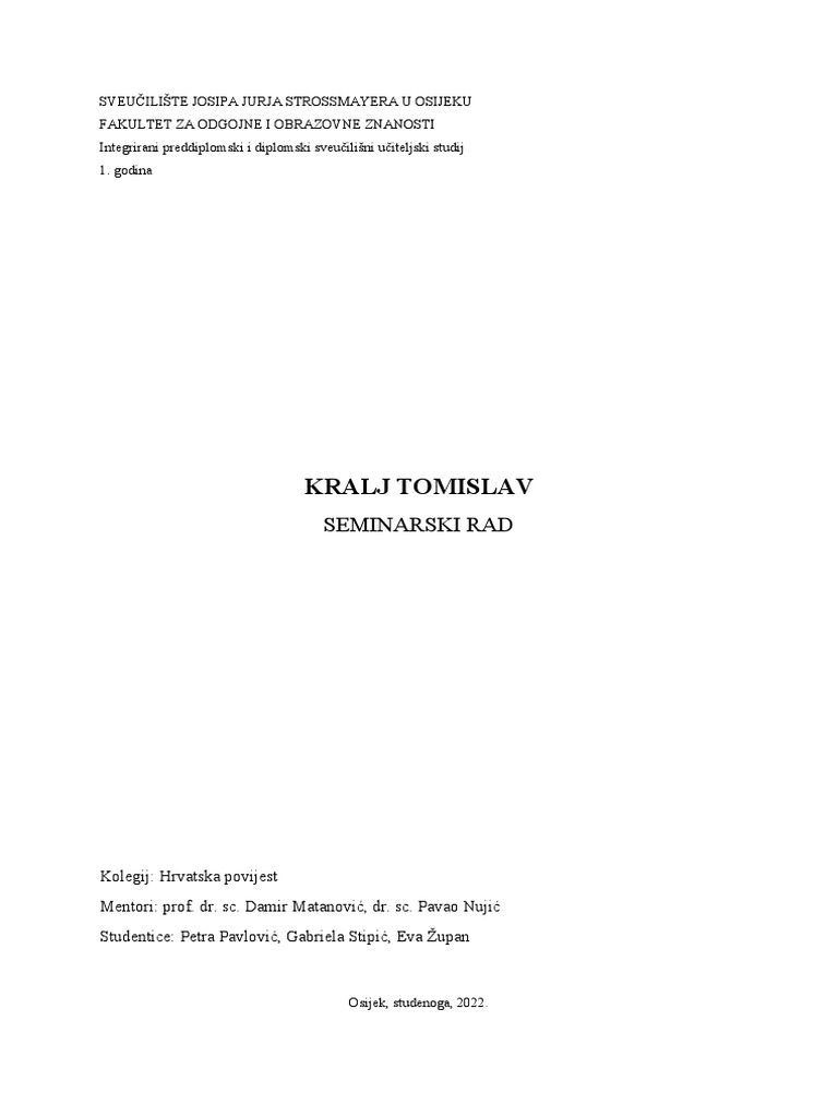 Kralj Tomislav | PDF