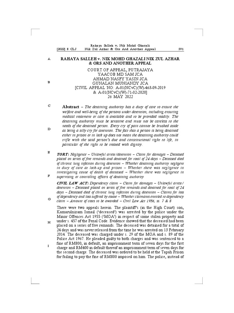 Rahaya Salleh v. Nik Mohd Ghazali Nik Zul Azhar (2022) 8 CLJ 591 | PDF | Law