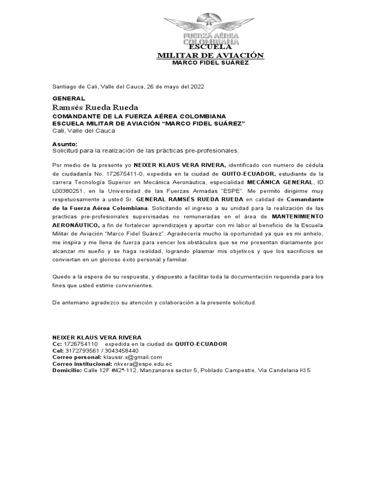 Solicitud Practicas Preprofesionales | PDF