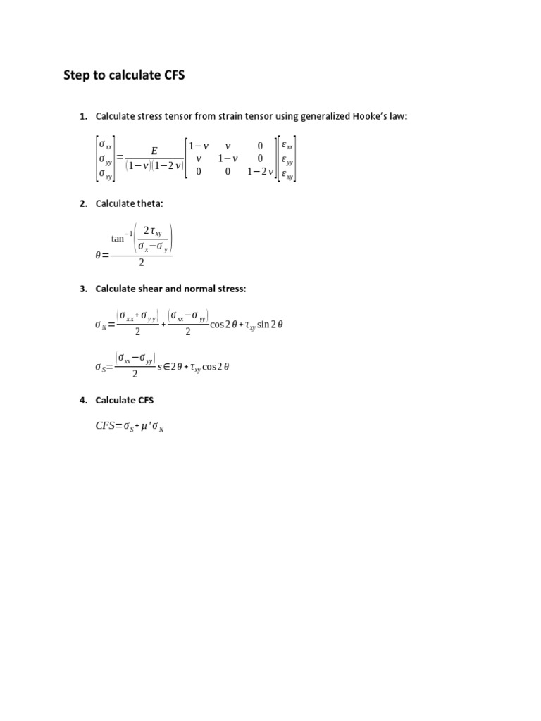 Step To Calculate Cfs Pdf