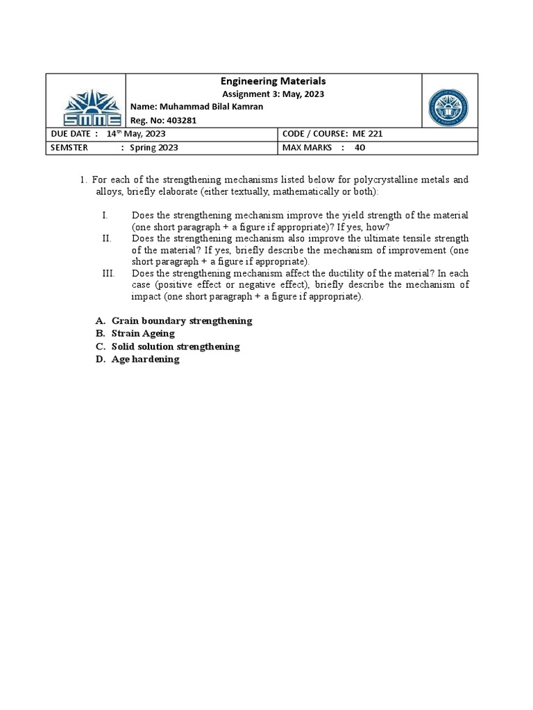 Assignment 3 Solution | PDF | Yield (Engineering) | Ductility Assignment 3 Solution | PDF | Yield (Engineering) | Ductility