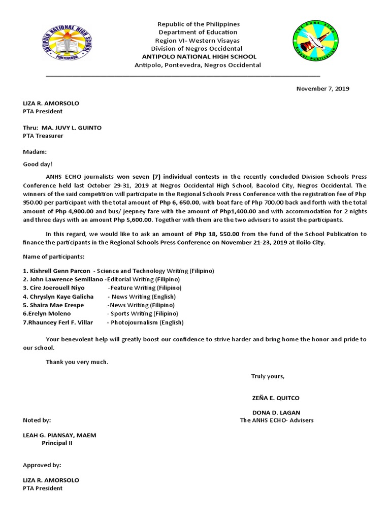 Solicitation Letter RSPC 2019 | PDF | Philippines