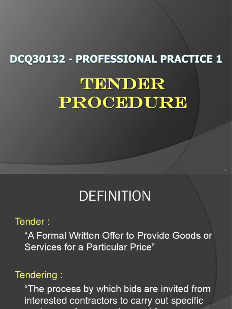 Topic 4 Tender Procedure 01 | PDF | Negotiation | Business