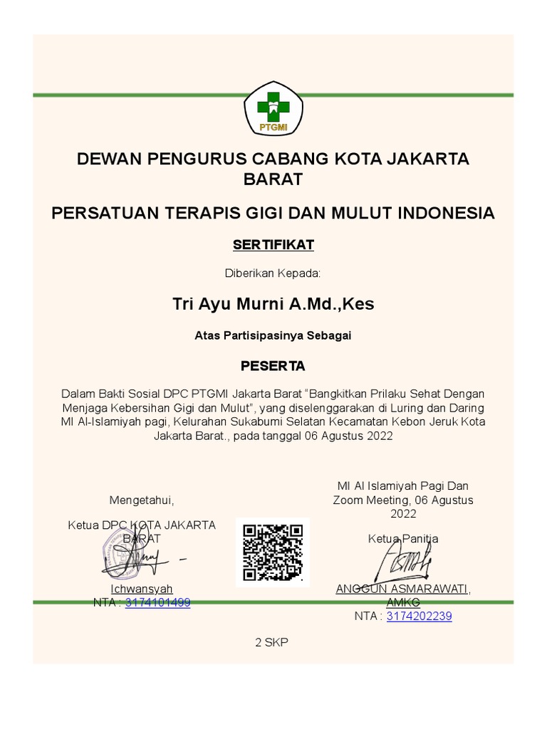 Sertifikat PTGMI 2 SKP | PDF