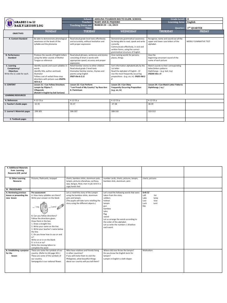 English 2 Quarter 3 Week 6 | PDF | English Language | Syllable