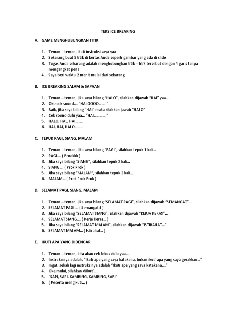 Contoh Teks Ice Breaking Seru | PDF