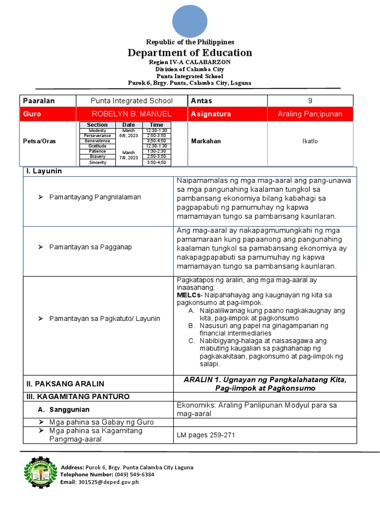 Ap DLL 3RD Quarter (Cot) | PDF