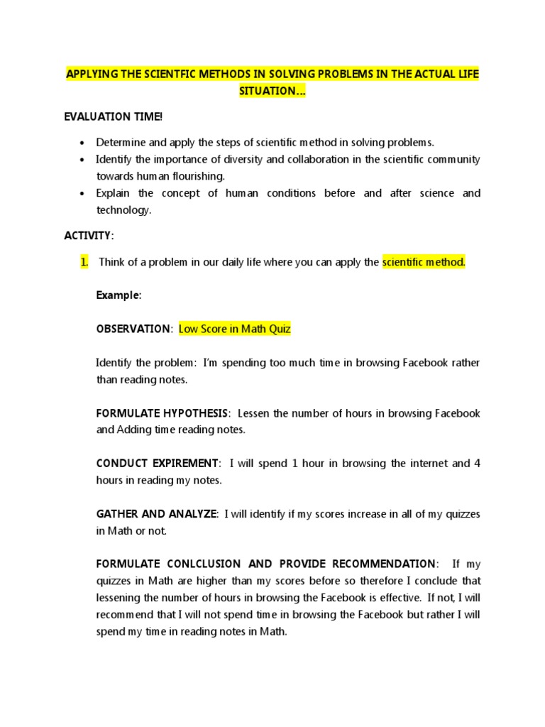 Applying The Scientfic Methods in Solving Problems in The Actual Life ...