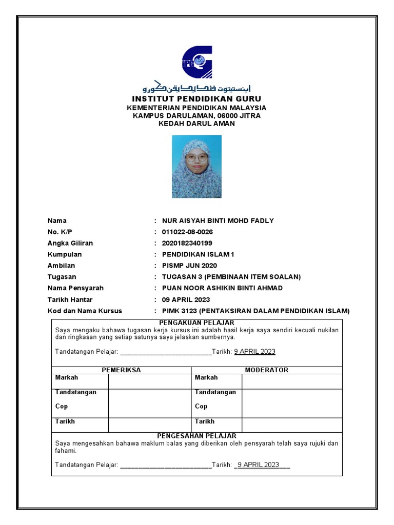 Muka Depan Item Soalan PDF | PDF