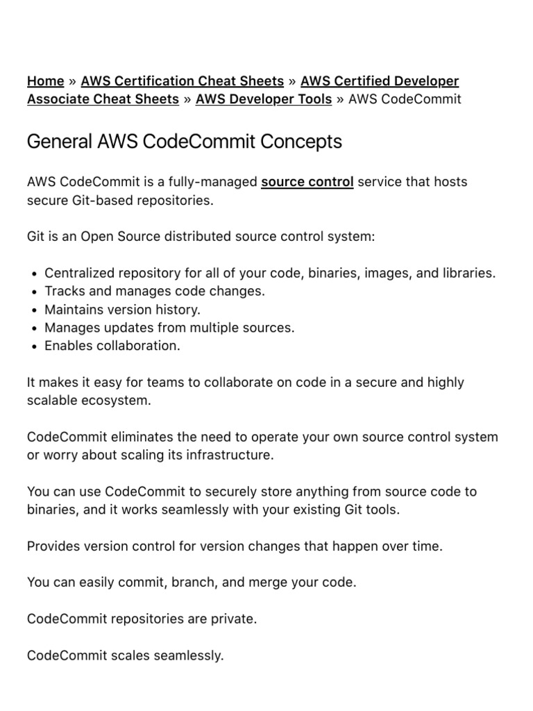 5 1 Aws Codecommit Digital Cloud Training Download Free Pdf Version Control Amazon Web