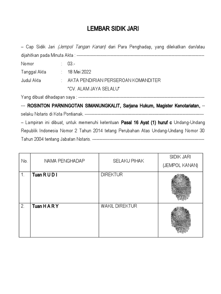 Sidik Jari CV | PDF