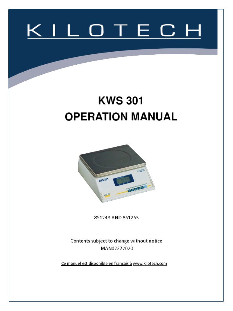 KWS 301 Operation Manual Man02272020 | PDF | Rechargeable Battery | Weight