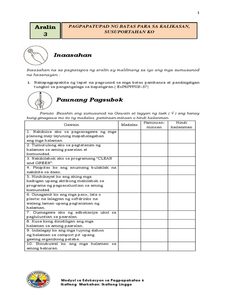 ESP 6 Q3 Week 3 | PDF