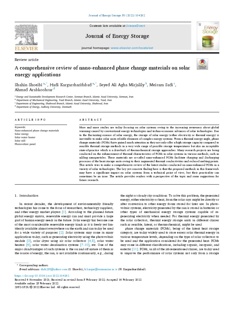 A Comprehensive Review of Nano-Enhanced Phase Change Materials On Solar ...