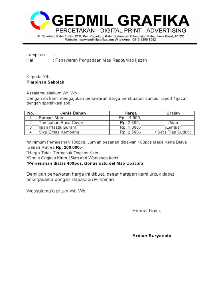 Penawaran Map Rapot - Ijazah | PDF
