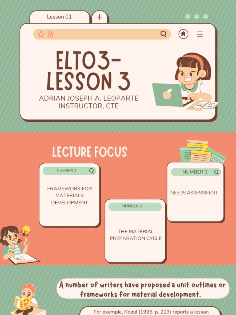 ELT03 Lesson 3 | PDF | Curriculum | Learning