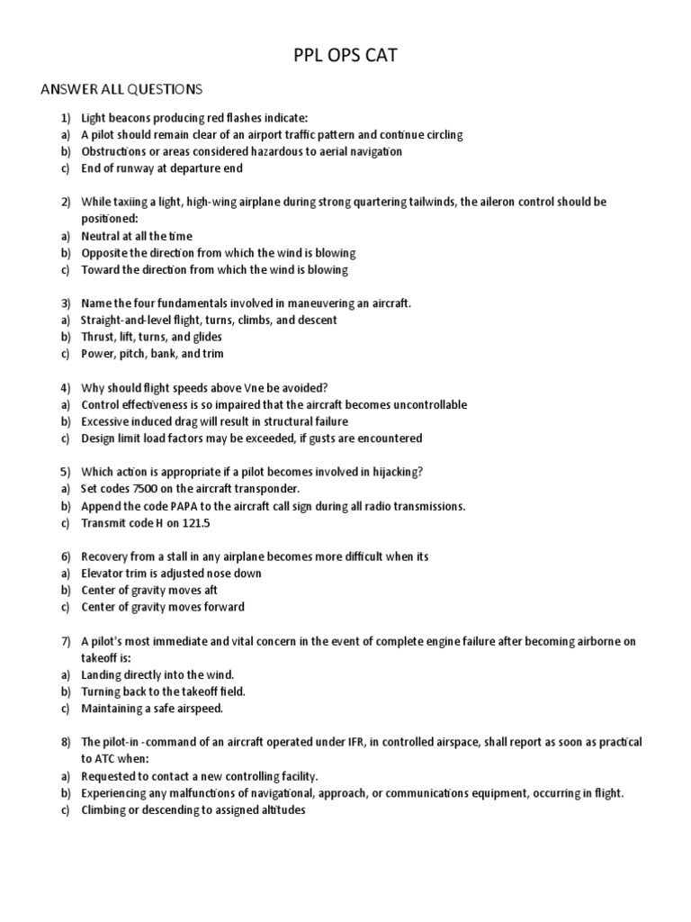PPL Ops Cat | PDF | Instrument Flight Rules | Aircraft