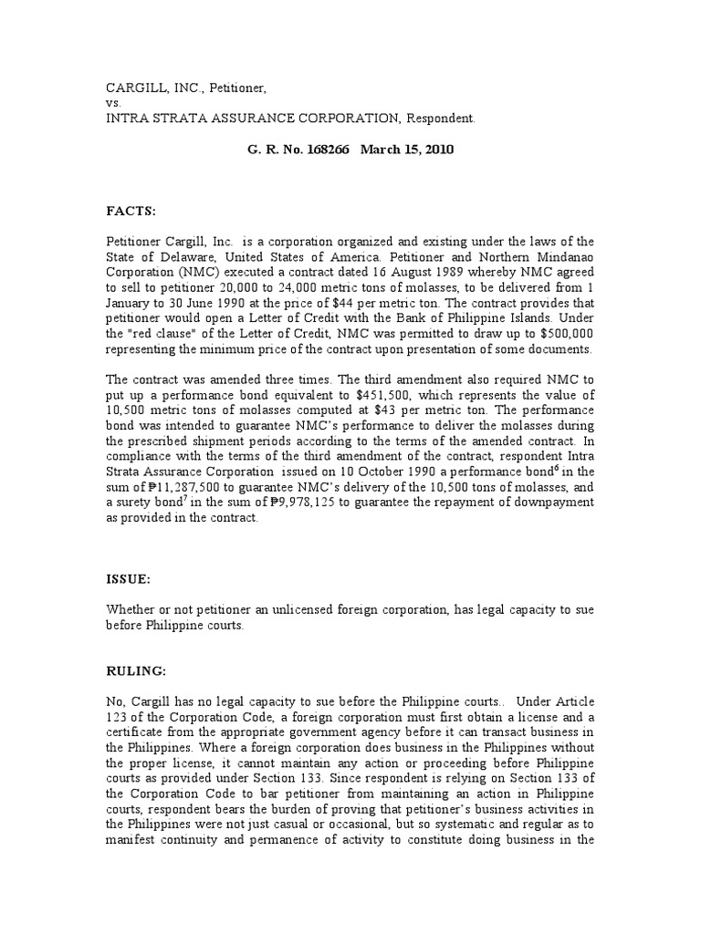CARGILL vs. Intra Strata Assurance Corporation. | PDF | Letter Of ...