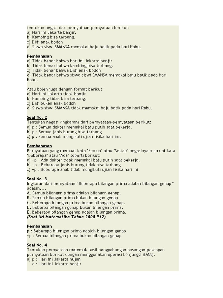 Negasi dan Konjungsi dalam Logika | PDF