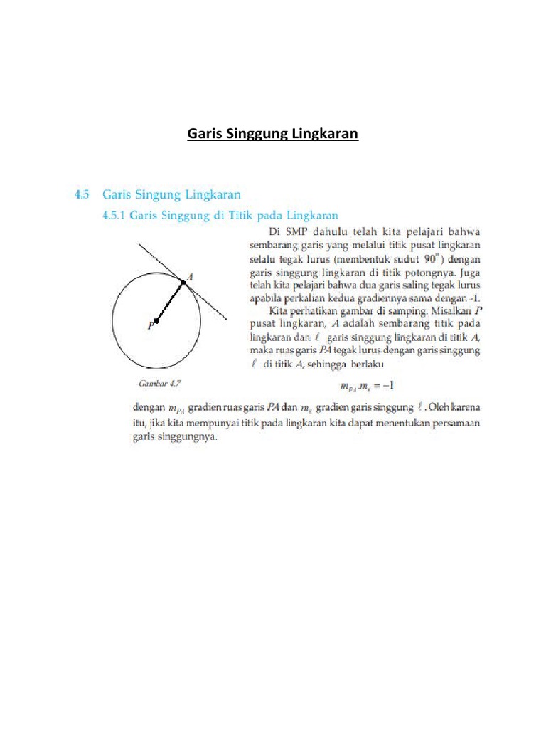 Contoh Soal Garis Singgung Lingkaran | PDF