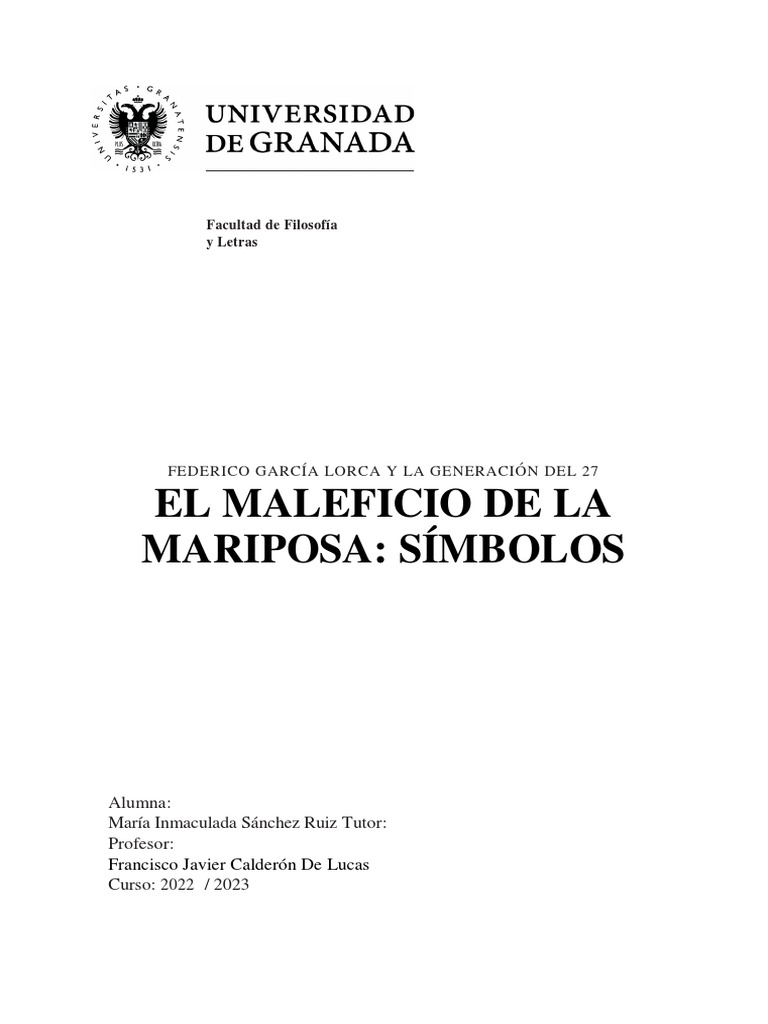 Símbolos Del Maleficio de La Mariposa | PDF | Federico García Lorca | Amor