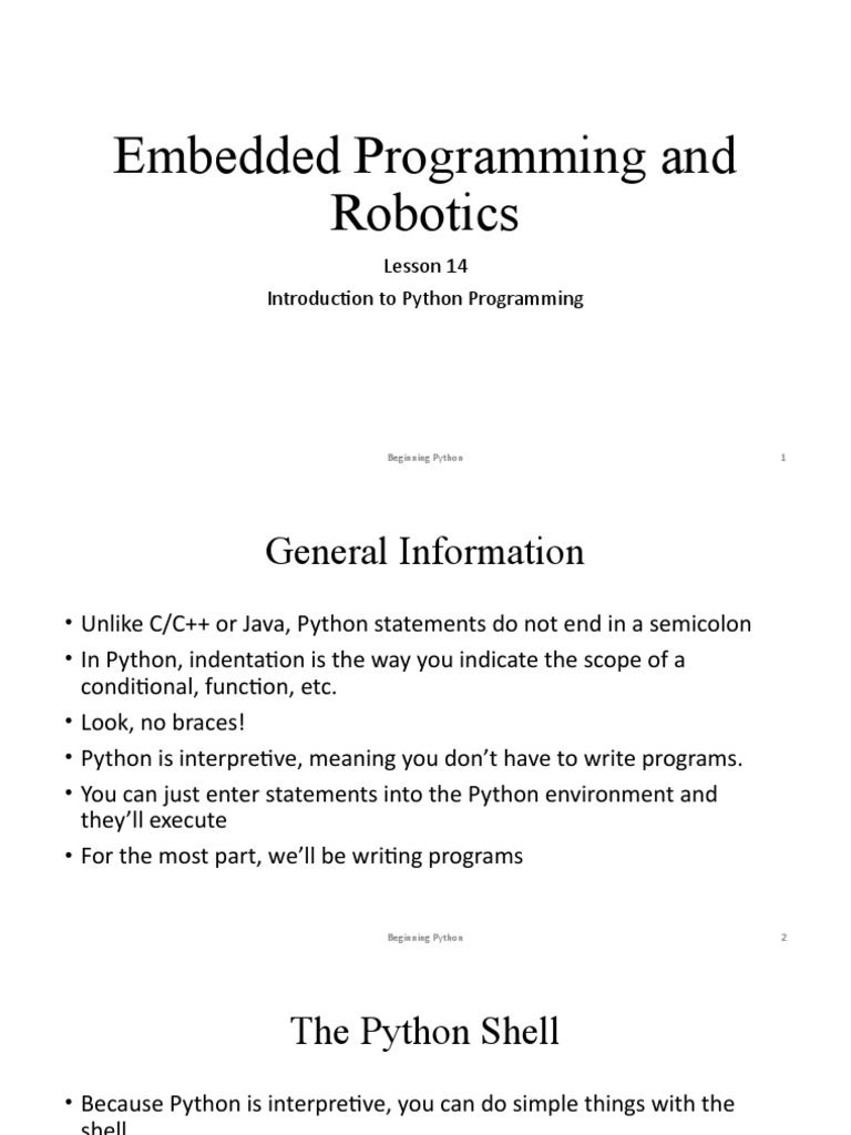 Embeddedworkshop 22 Introtopython Pdf Python Programming Language Control Flow