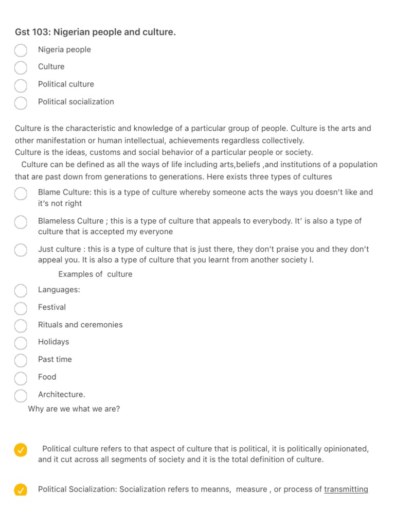 GST 103 Nigerian People and Culture PDF | PDF