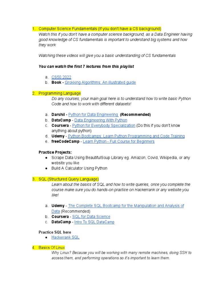 Data Engineering Roadmap 2023 | PDF | Apache Spark | Amazon Web Services