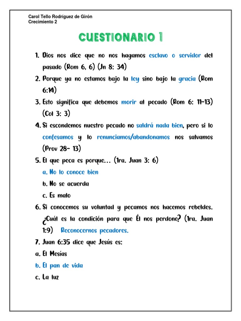 Cuestionario 1 - Crecimiento Dos - Carol Tello | PDF
