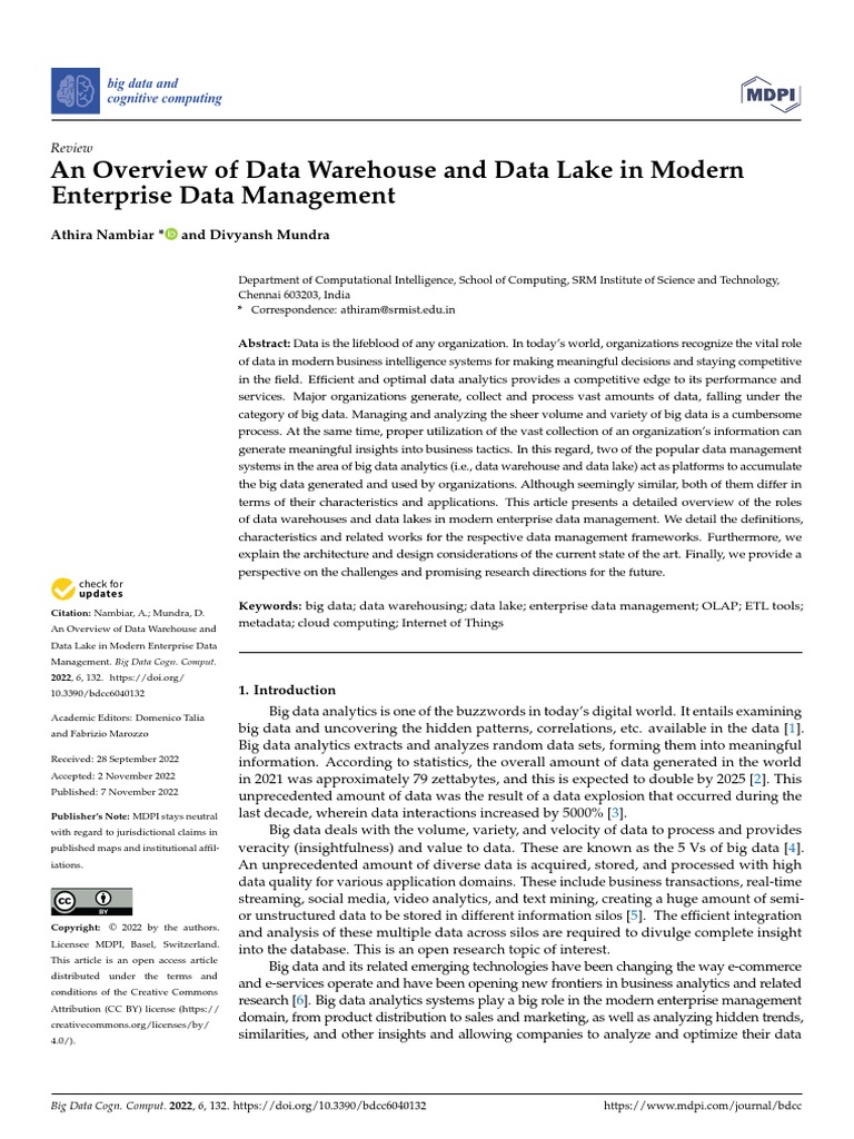 Data Lake And Data Warehouse Pdf Data Warehouse Big Data