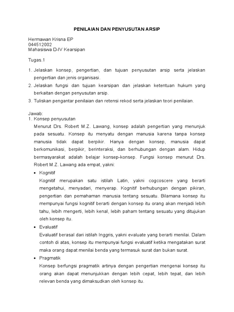 Penilaian dan Penyusutan Arsip Organisasi | PDF | Karier & Perkembangan ...