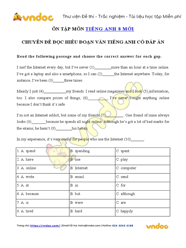 Bai Tap Doc Hieu Tieng Anh Lop 8 | PDF | Air Pollution | Hanoi