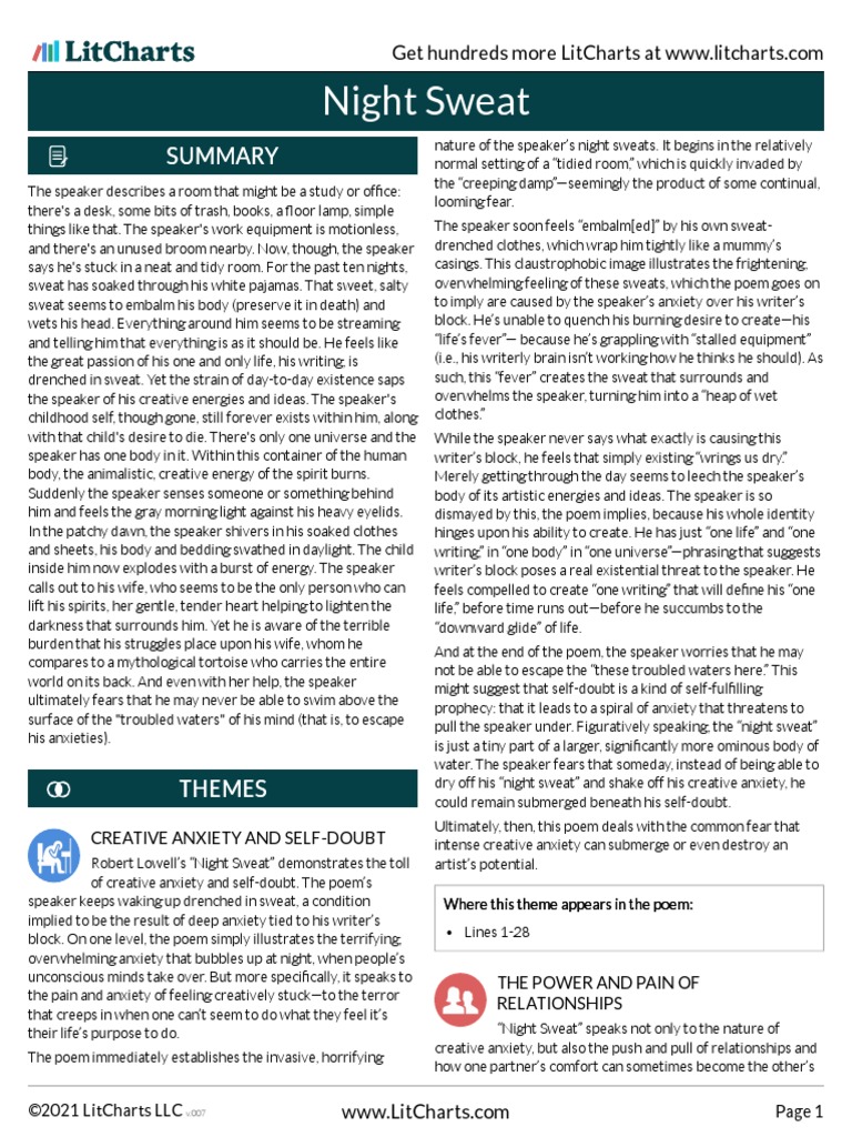 LitCharts Night Sweat | PDF | Poetry