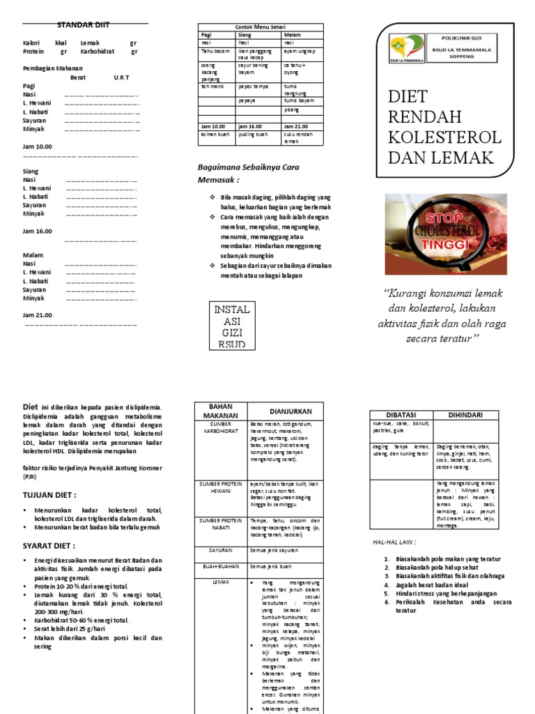 Lefleat Diit Rendah Lemak Dan Kolesterol | PDF | Kesehatan Holistik