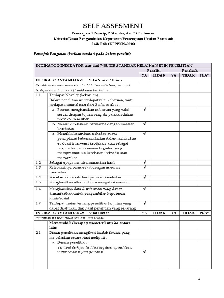 Self Assesment Standar Laik Etik Bagus Wahyuda PDF | PDF