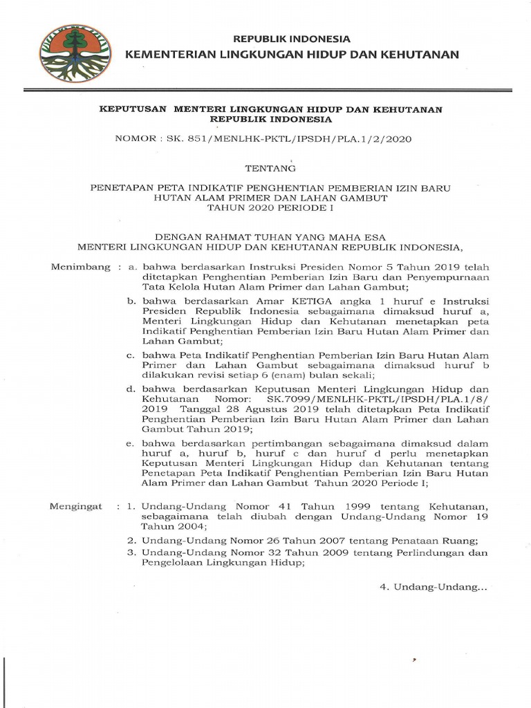 LH & Kehutanan - SK.851 - MENLHK-PTKL - IPSDH - PLA.1 - 2 - 2020 PDF | PDF | Teknologi & Rekayasa
