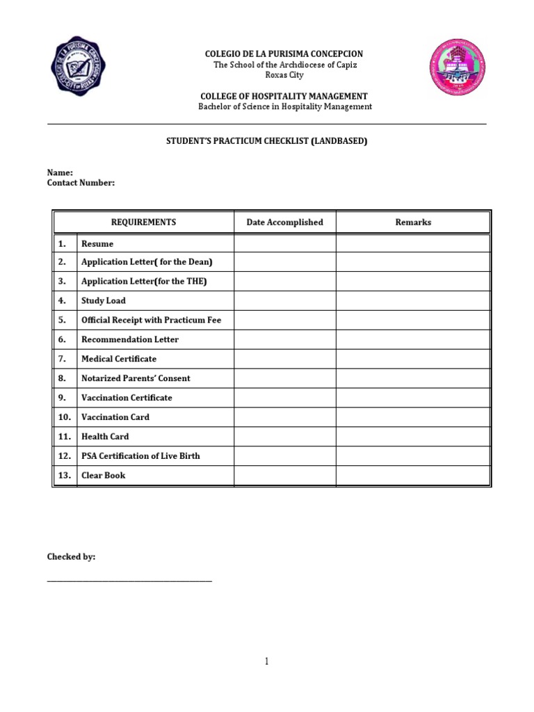 Checklist Landbased | PDF