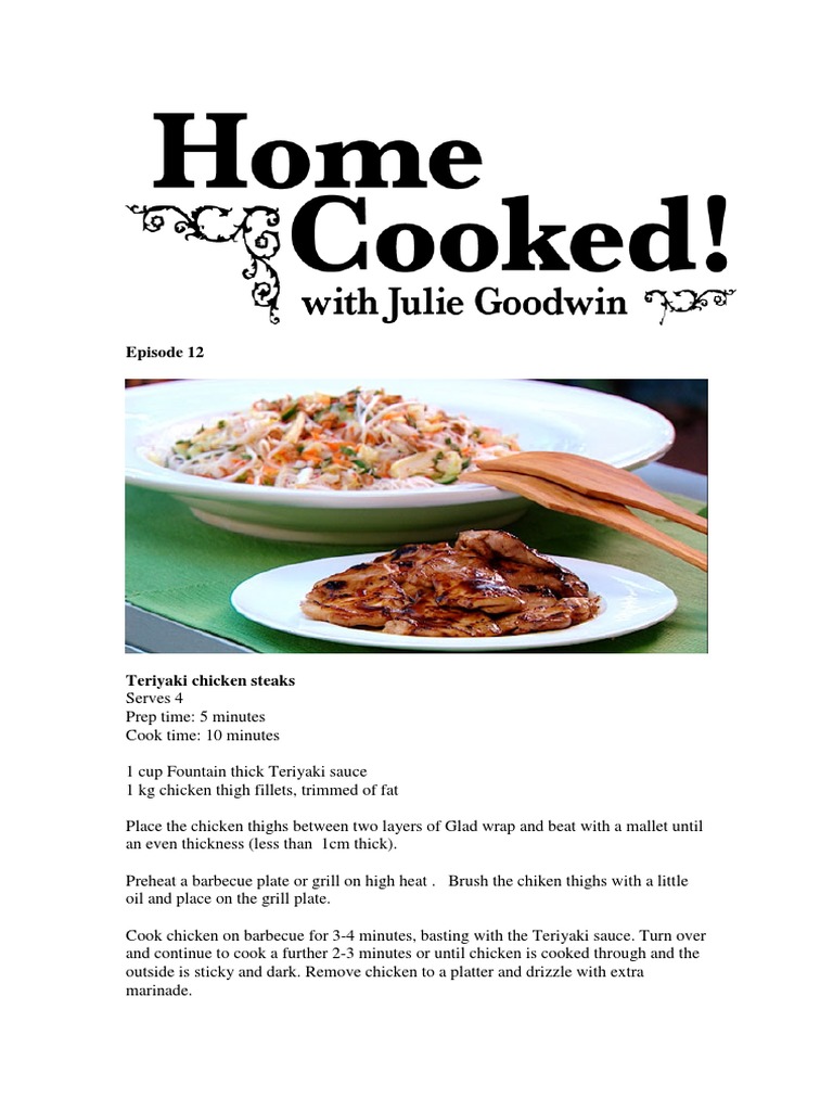 HOME COOKING WITH JULIE GOODWIN.doc | PDF | Salad | Garlic