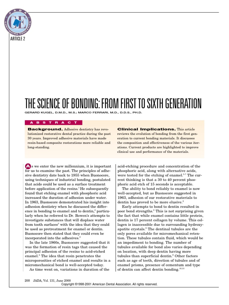 The Science of Bonding From First To Sixth Generation | PDF | Tooth ...