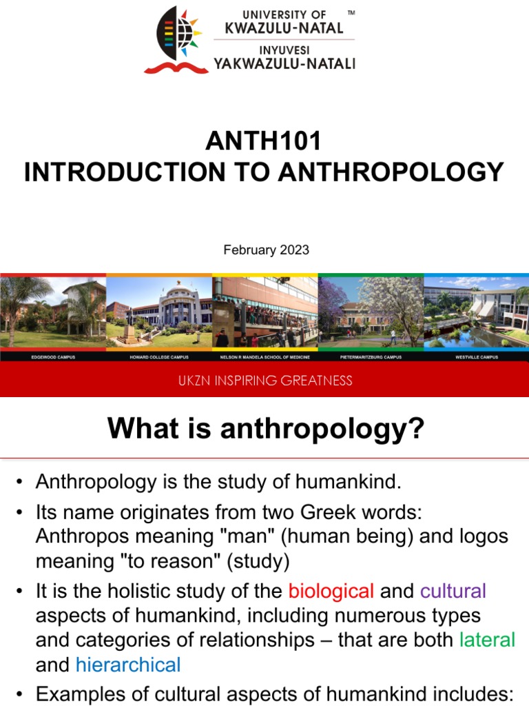 ANTH 101-LECTURE NOTES by MR S Ntuli and DR N Nzuza | PDF ...