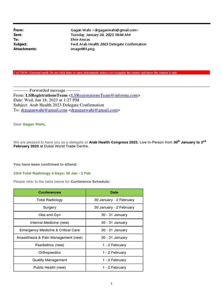 Arab Health Conference Delegate Confirmation PDF | PDF
