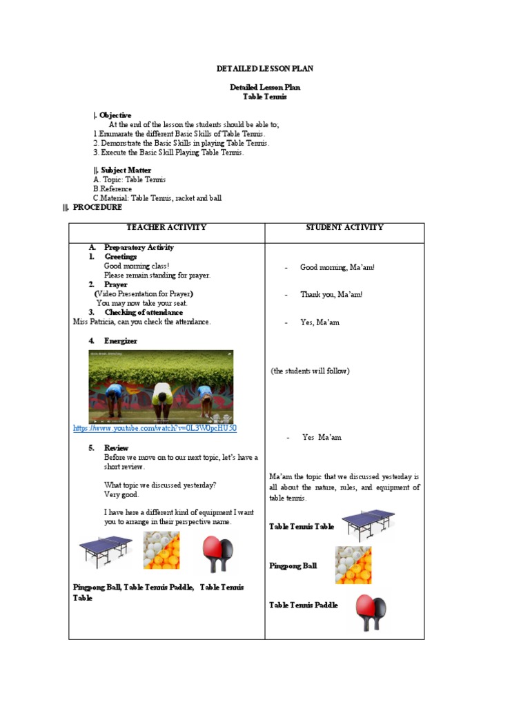 LESSON-PLAN-ANGELICA-A.-MORALES-BPED-3-A | PDF | Table Tennis ...