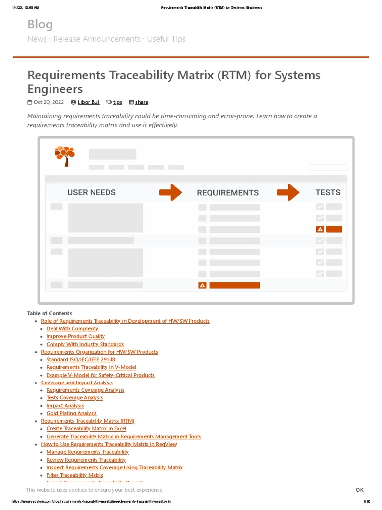 Requirements Traceability Matrix (RTM) For Systems Engineers PDF | PDF ...