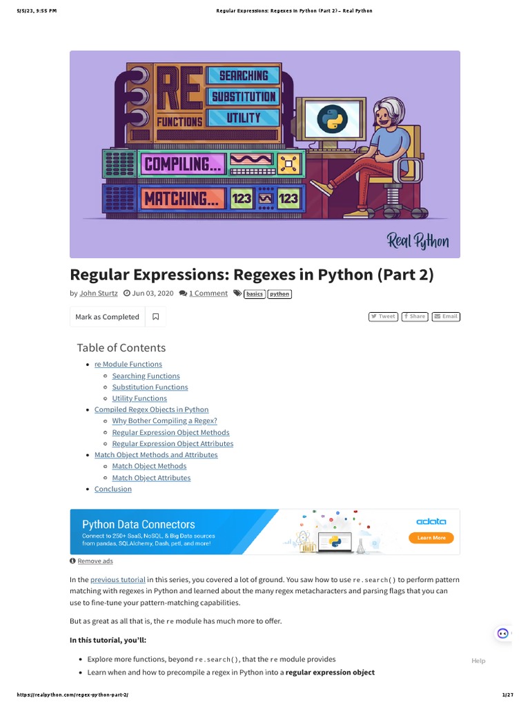 Regular Expressions Regexes In Python Part 2 Real Python Pdf 7819